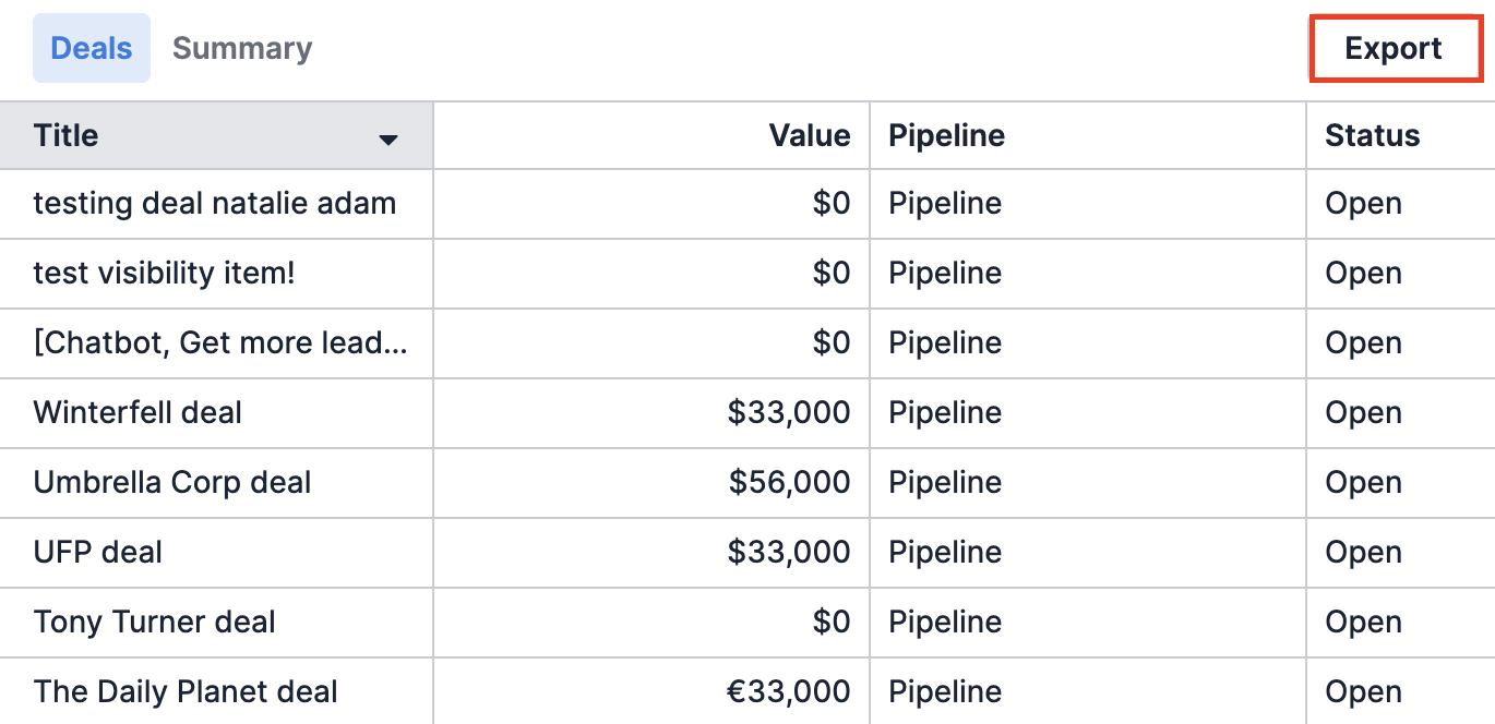 Exporting data from Pipedrive - Knowledge Base | Pipedrive